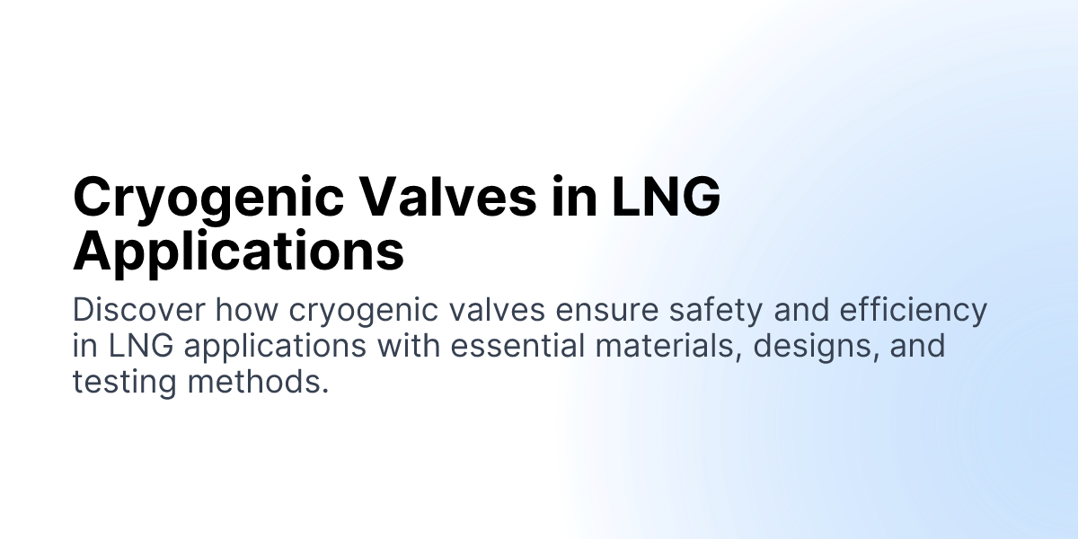 Cryogenic Valves in LNG Applications | SNBV FLOW