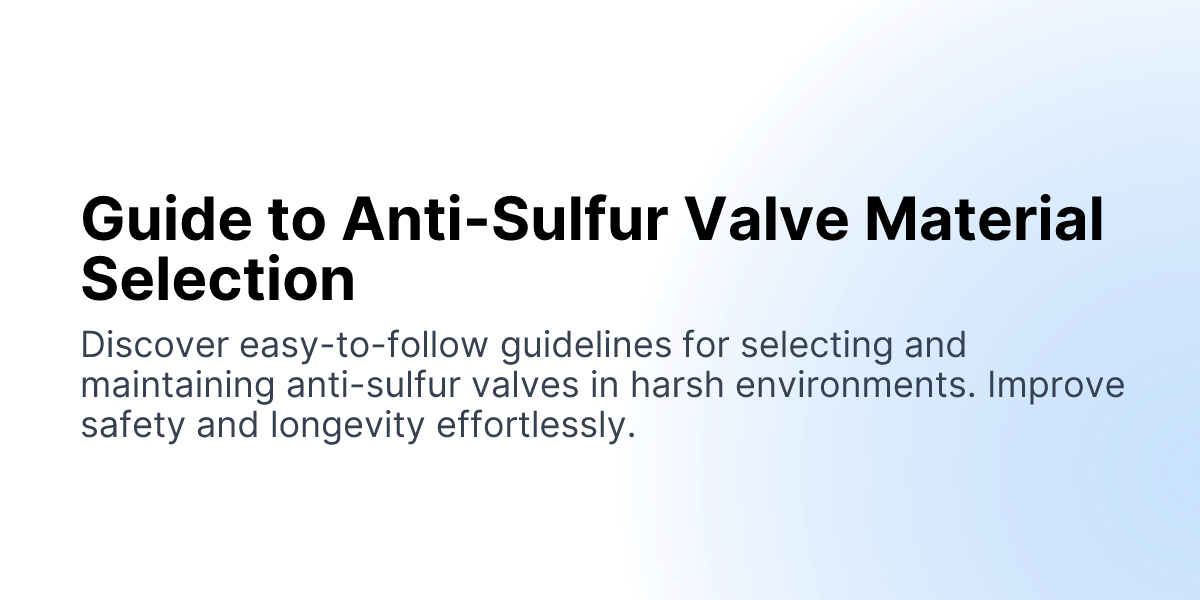 Guide to Anti-Sulfur Valve Material Selection | SNBV FLOW