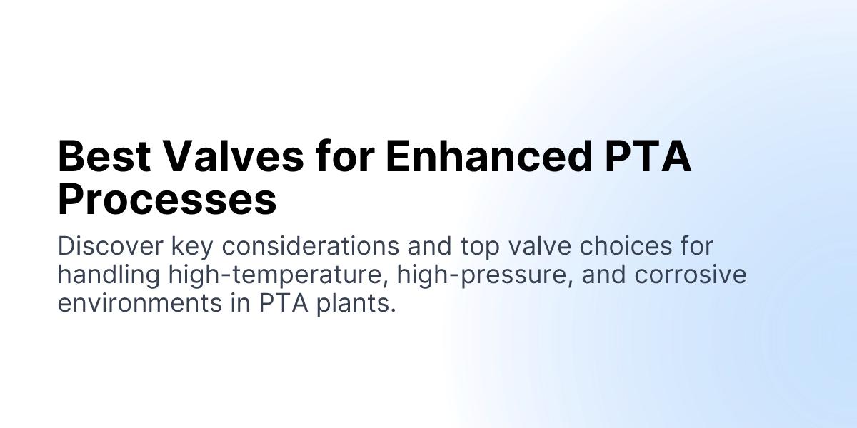 Best Valves for Enhanced PTA Processes | SNBV FLOW